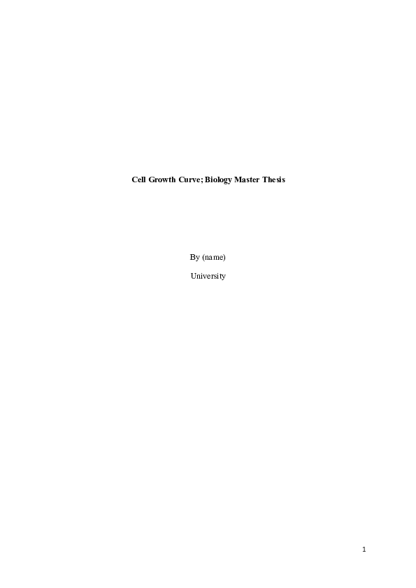 (DOC) Cell Growth Curve; Biology Master Thesis By (name) University