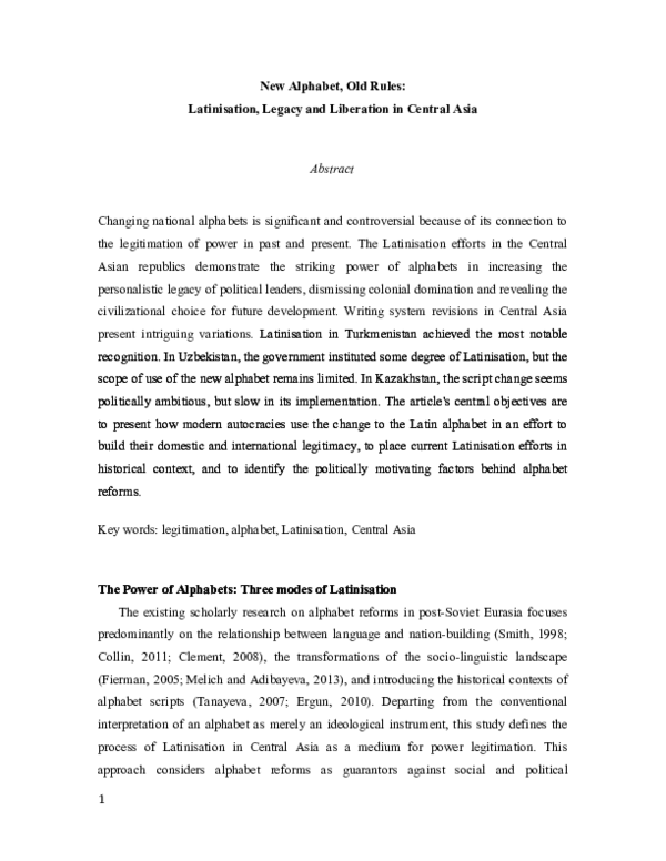 (DOC) New Alphabets, Old Rules: Latinization, Legacy, and Liberation in ...