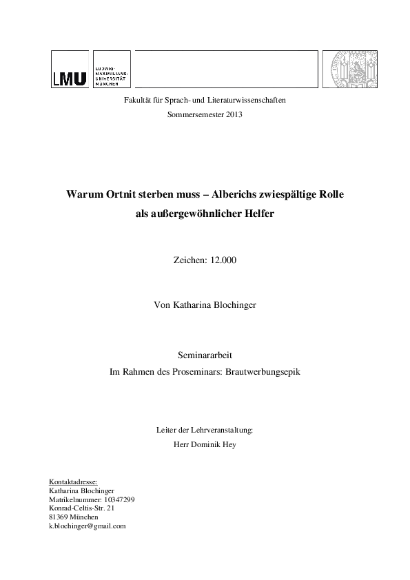 (PDF) Warum Ortnit sterben muss -Alberichs zwiespältige Rolle als ...