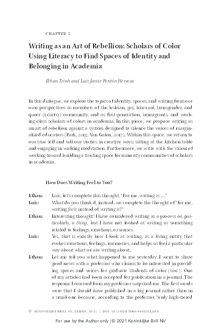 (PDF) Writing as an Art of Rebellion: Scholars of Color Using Literacy ...