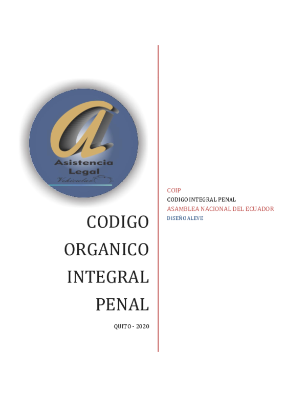 (PDF) CODIGO ORGANICO INTEGRAL PENAL QUITO -2020 COIP CODIGO INTEGRAL ...