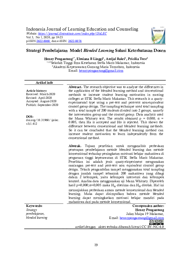 (PDF) Strategi Pembelajaran Model Blended Learning Solusi Keterbatasan ... (PDF) Strategi Pembelajaran Model Blended Learning Solusi Keterbatasan ...