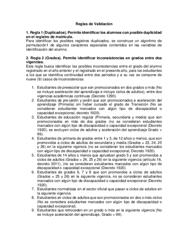 (PDF) Reglas de Validacion 1