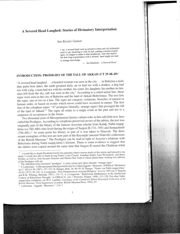 (PDF) A severed head laughed | Ann Guinan - Academia.edu