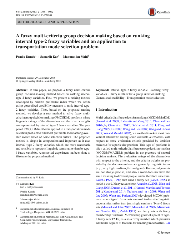 (PDF) A fuzzy multi-criteria group decision making based on ranking interval type-2 fuzzy ...