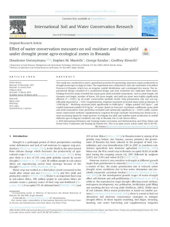 (PDF) Uwizeyimana et al ISWCR Effect of water conservation Rwanda