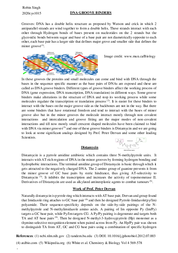 (PDF) DNA GROOVE BINDERS | Robin Singh - Academia.edu