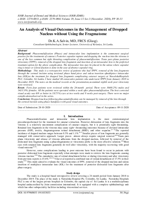 (PDF) An Analysis of Visual Outcomes in the Management of Dropped ...