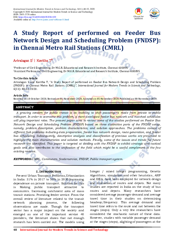 (PDF) A Study Report of performed on Feeder Bus Network Design and Scheduling Problem (FNDSP ...