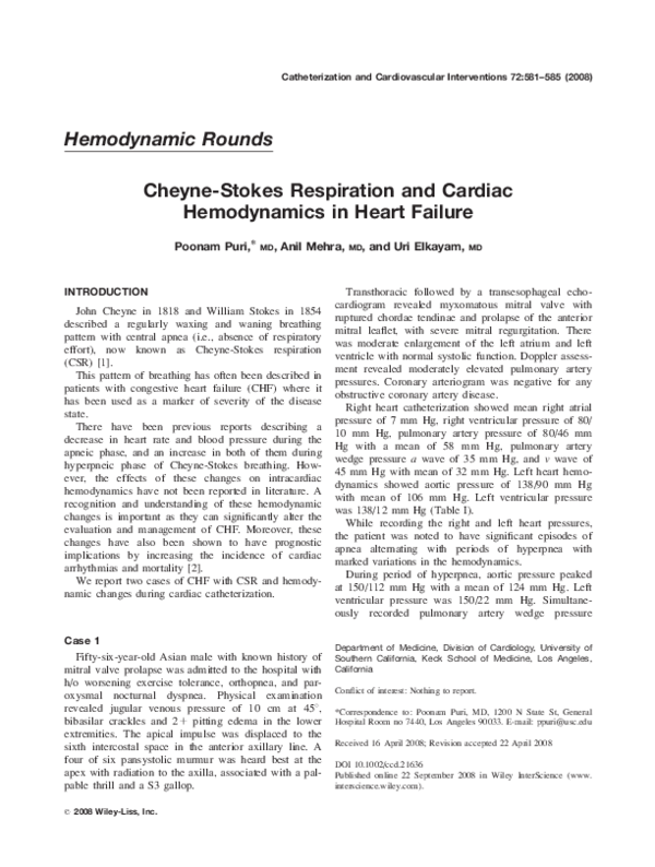 (PDF) Cheyne-Stokes respiration and cardiac hemodynamics in heart failure
