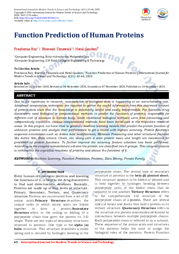 (PDF) Function Prediction of Human Proteins