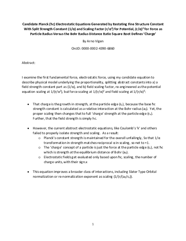 (PDF) Vigen Electrostatic Exponent Scaling Substitution Method | Arno ...