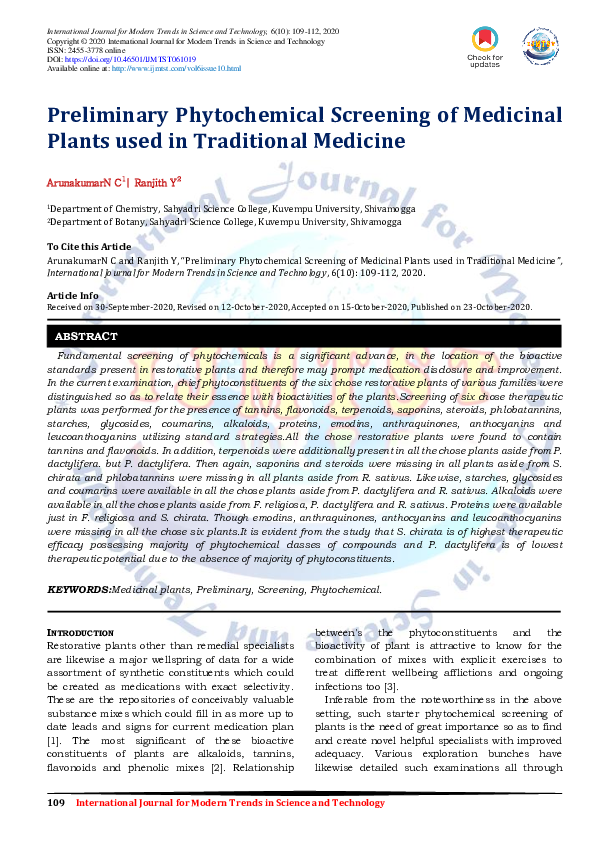 (PDF) Preliminary Phytochemical Screening of Medicinal Plants used in ...