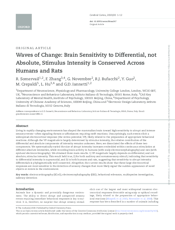 (PDF) Waves of change: brain sensitivity to differential, not absolute ...