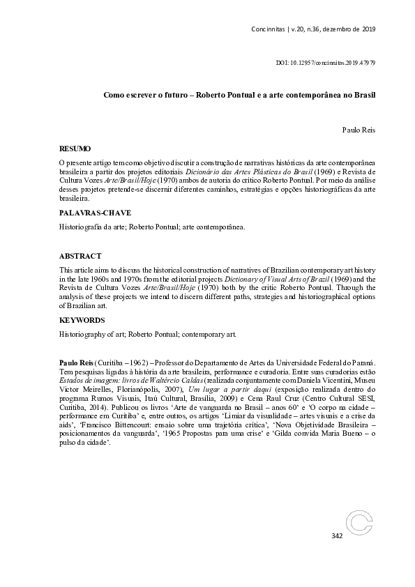 (PDF) Como escrever o futuro -Roberto Pontual e a arte contemporânea no ...