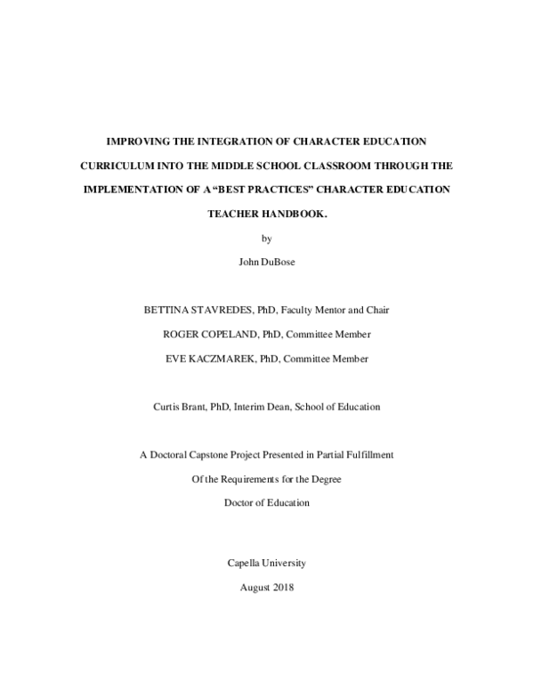 (PDF) Enhancing Character Education in Middle Schools