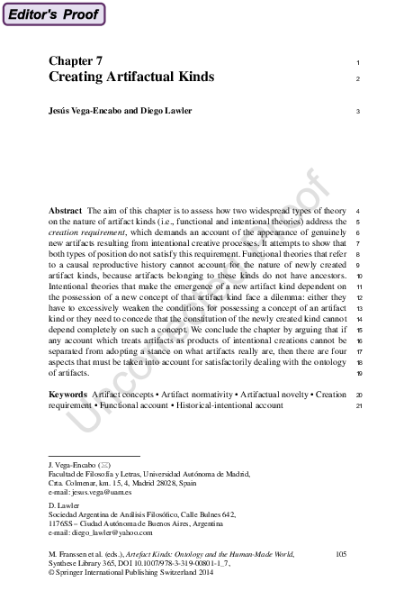(PDF) Creating Artifactual Kinds