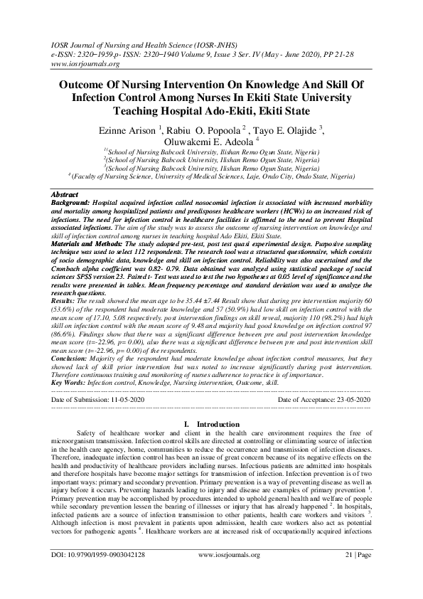 (PDF) Outcome Of Nursing Intervention On Knowledge And Skill Of ...