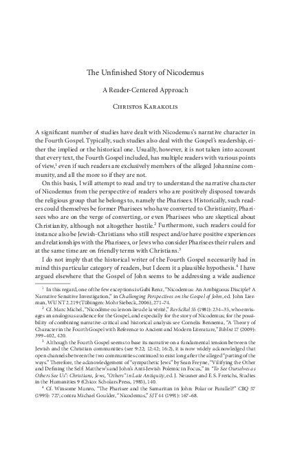 (PDF) The Unfinished Story of Nicodemus: A Reader-Centered Approach