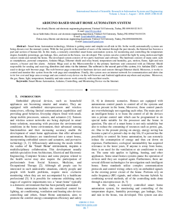 (PDF) ARDUINO BASED SMART HOME AUTOMATION SYSTEM | Mark Karme - Academia.edu