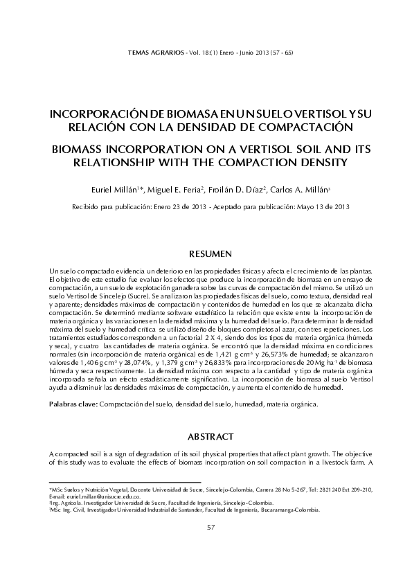 (PDF) Biomass incorporation on a vertisol soil and its relationship ...
