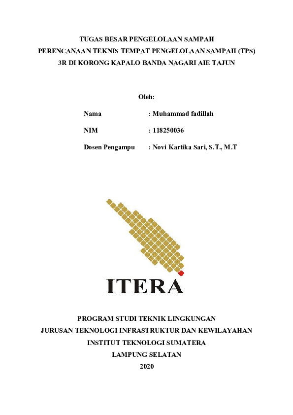 (DOC) LAPORAN RENCANA PEMBANGUNAN TPS 3R