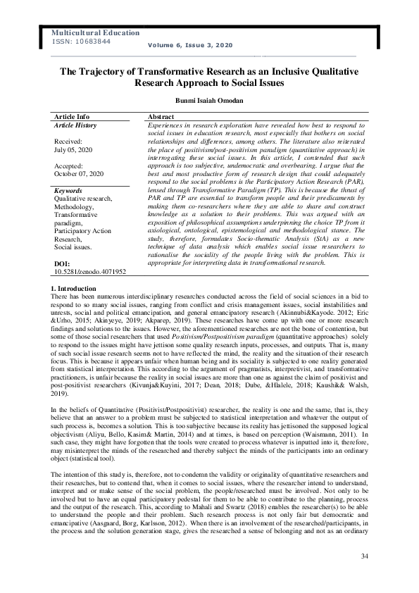 (PDF) The Trajectory of Transformative Research as an Inclusive ...