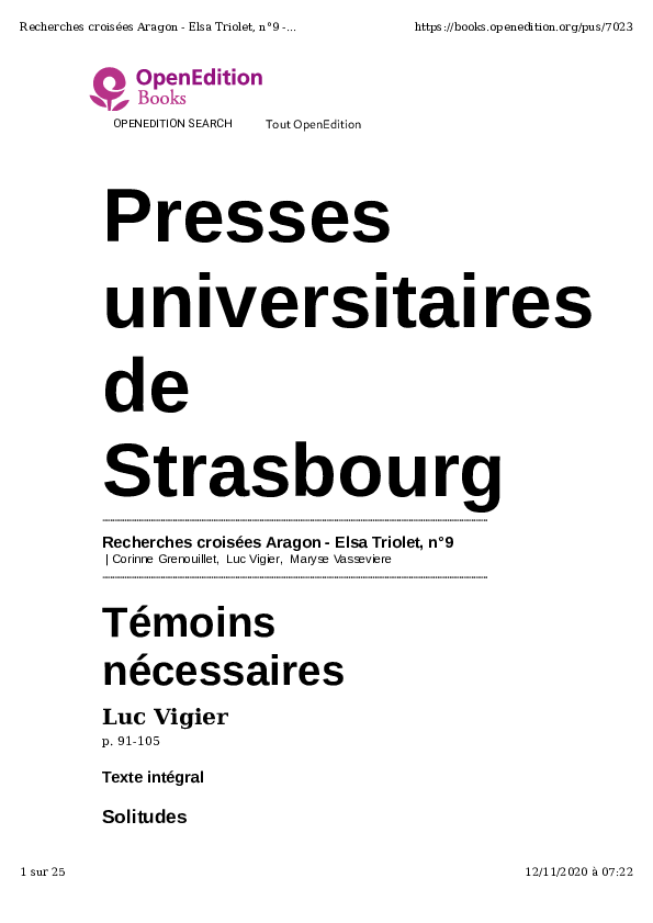 (PDF) Témoins nécessaires | Luc Vigier - Academia.edu