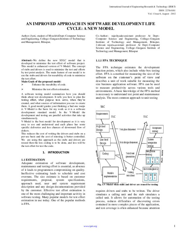 (PDF) IJERT-AN IMPROVED APPROACH IN SOFTWARE DEVELOPMENT LIFE CYCLE: A NEW MODEL | IJERT Journal ...