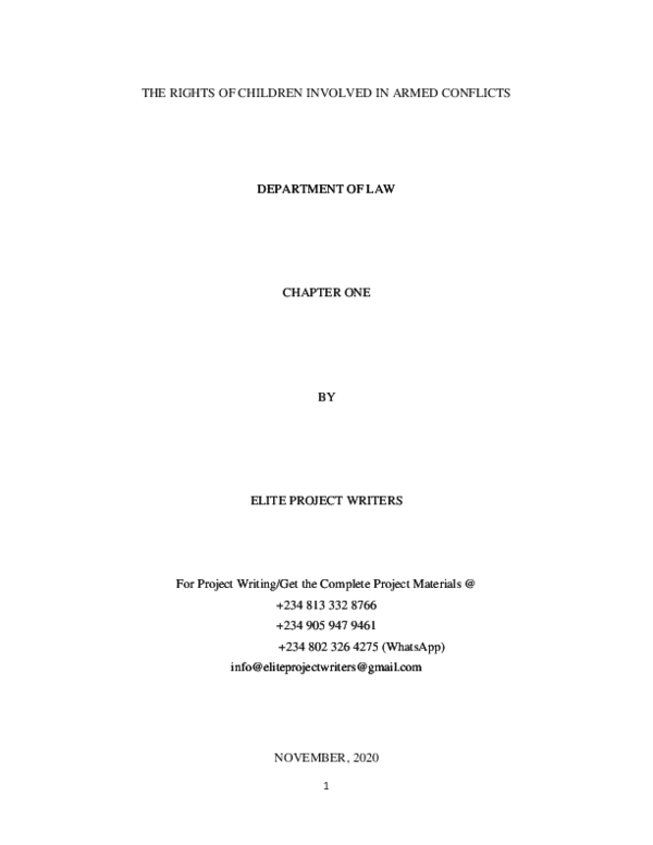 (PDF) THE RIGHTS OF CHILDREN INVOLVED IN ARMED CONFLICTS
