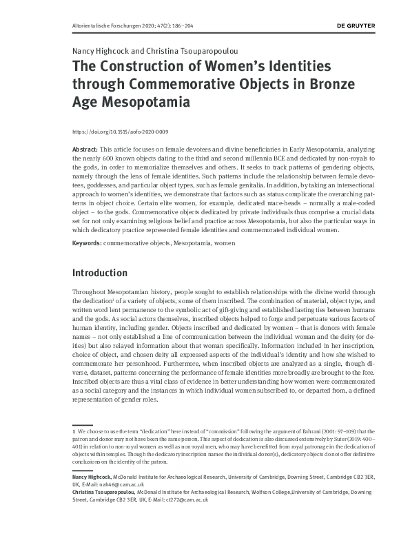 (PDF) The Construction of Women's Identities through Commemorative ...