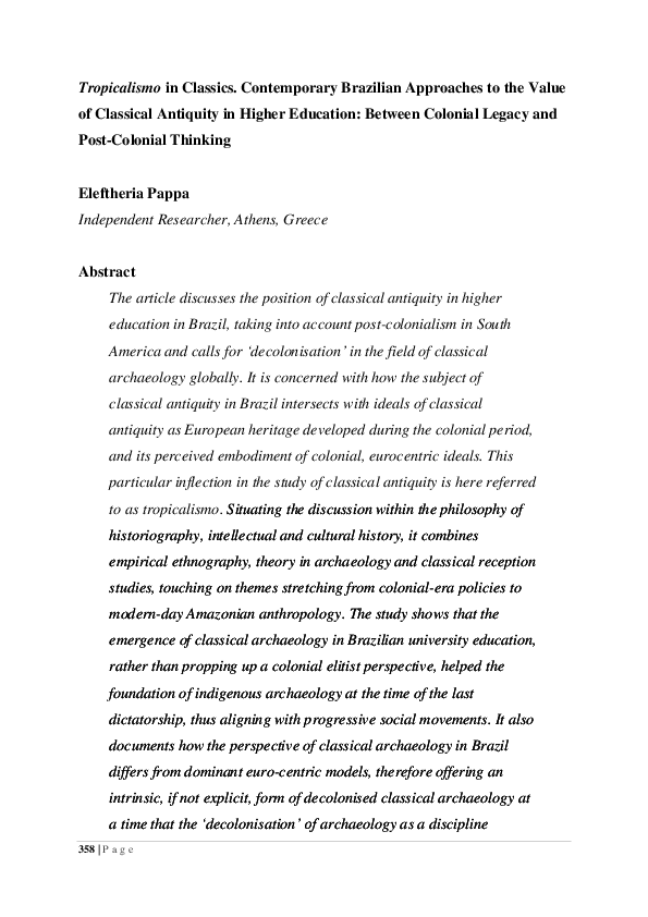 (PDF) Pappa, E. 2020. Tropicalismo in classics. Contemporary Brazilian ...