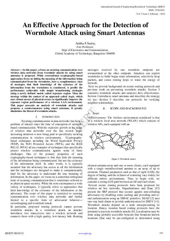 (PDF) An Effective Approach for the Detection of Wormhole Attack using ...