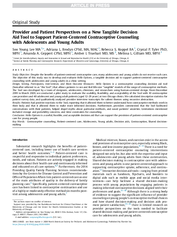 (PDF) Provider and Patient Perspectives on a New Tangible Decision Aid ...