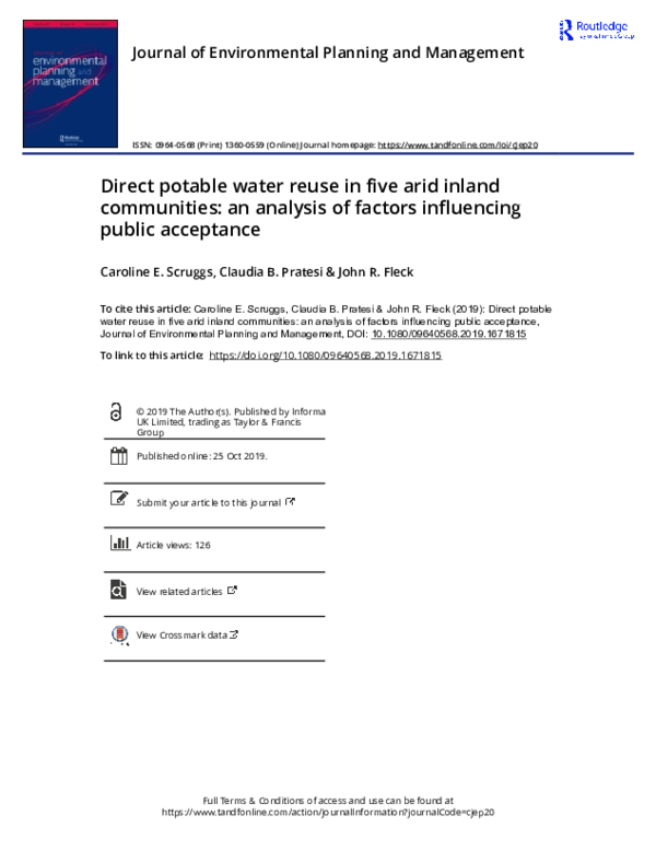 (PDF) Direct potable water reuse in five arid inland communities an ...
