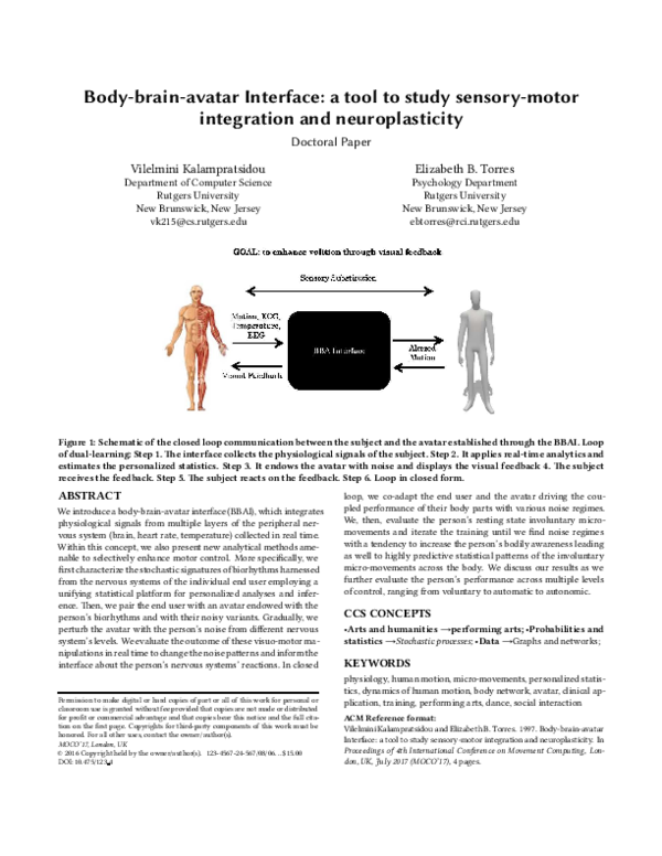 (PDF) Body-brain-avatar Interface: a tool to study sensory-motor ...