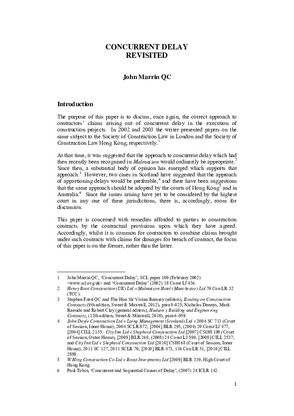 (PDF) CONCURRENT DELAY REVISITED