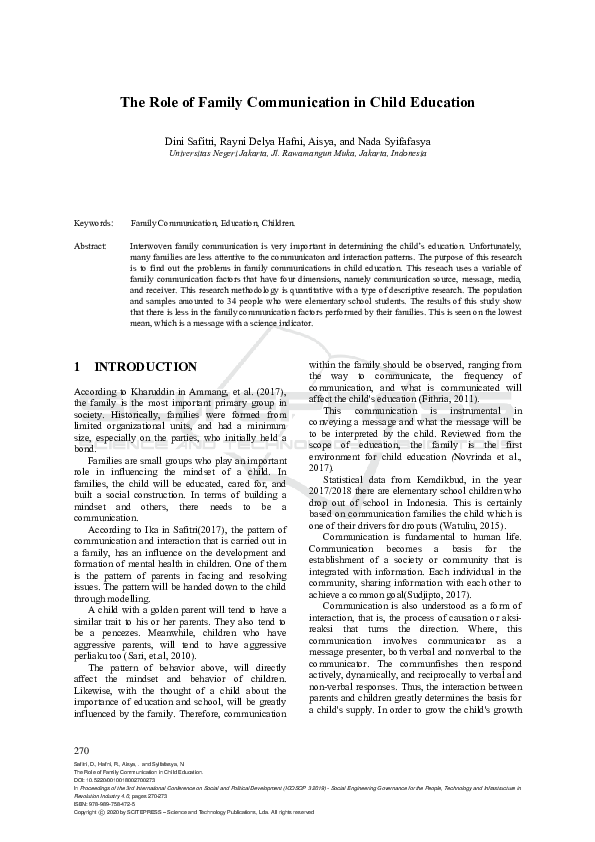 (PDF) The Role of Family Communication in Child Education