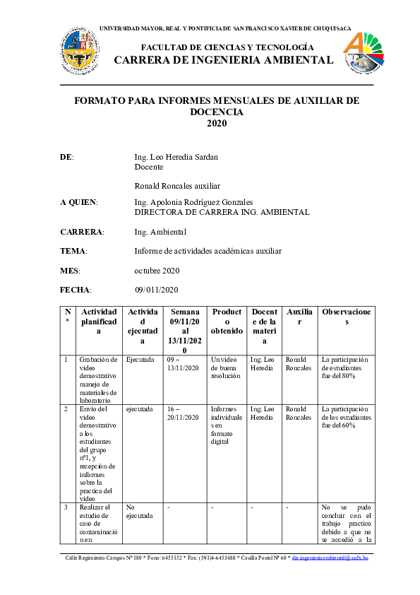 (DOC) FORMATO PARA INFORMES MENSUALES DE AUXILIAR DE DOCENCIA 2020