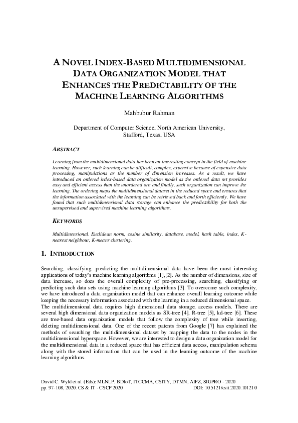 (PDF) A NOVEL INDEX-BASED MULTIDIMENSIONAL DATA ORGANIZATION MODEL THAT ENHANCES THE ...