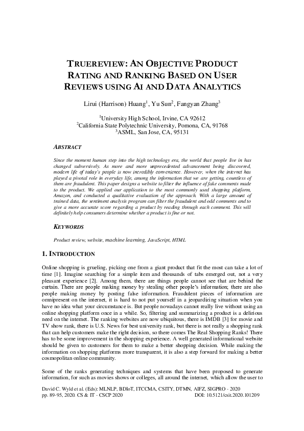 (PDF) TRUEREVIEW: AN OBJECTIVE PRODUCT RATING AND RANKING BASED ON USER ...