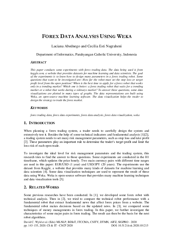 (PDF) FOREX DATA ANALYSIS USING WEKA