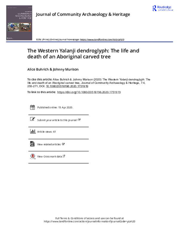 (PDF) The Western Yalanji dendroglyph: The life and death of an ...