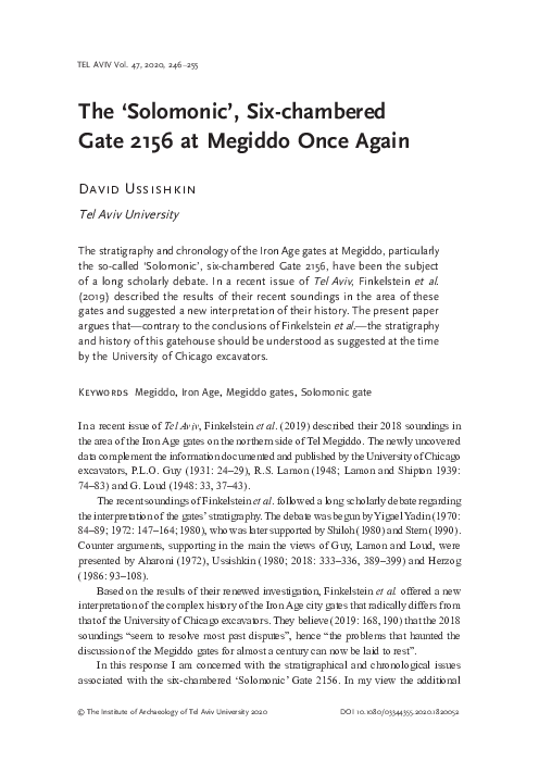 (PDF) The 'Solomonic', Six-chambered Gate 2156 at Megiddo Once Again