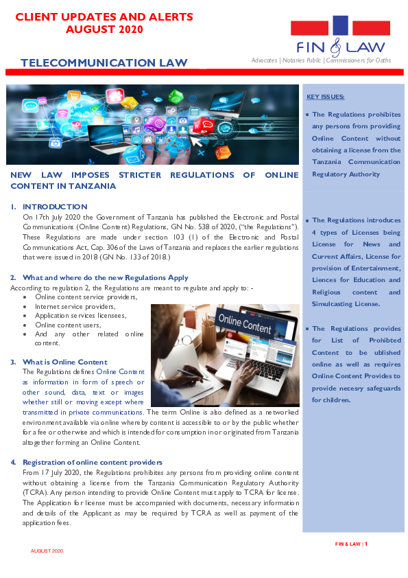 (PDF) New Regulation of Online Content in Tanzania