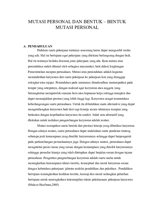 (DOC) MUTASI DAN BENTUK BENTUK MUTASI PERSONAL