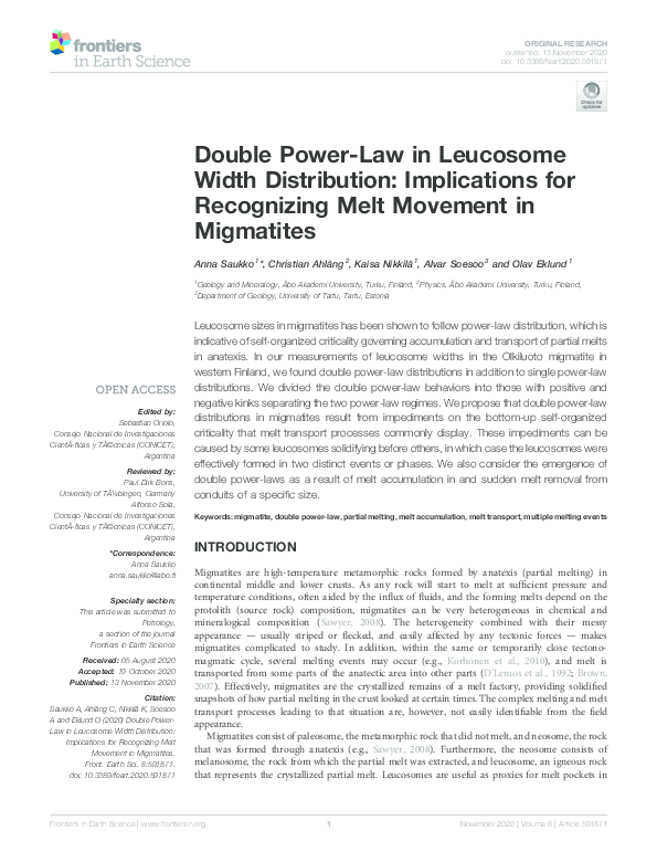 (PDF) Double Power-Law in Leucosome Width Distribution: Implications ...