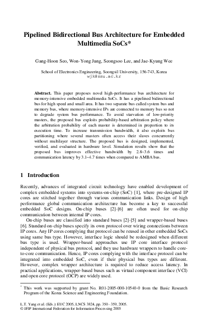 Pdf Pipelined Bidirectional Bus Architecture For Embedded Multimedia Socs