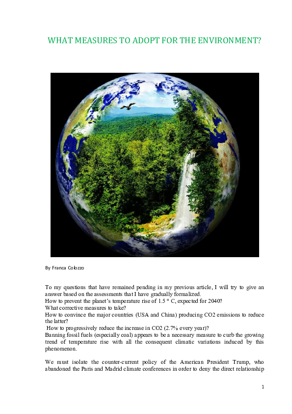 (DOC) WHAT MEASURES TO ADOPT FOR THE ENVIRONMENT
