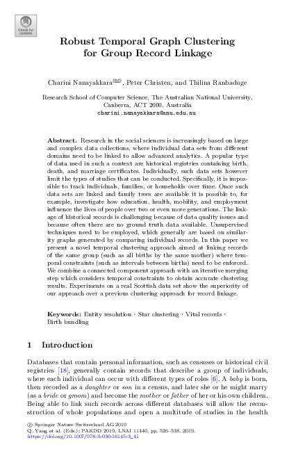 Pdf Robust Temporal Graph Clustering For Group Record Linkage